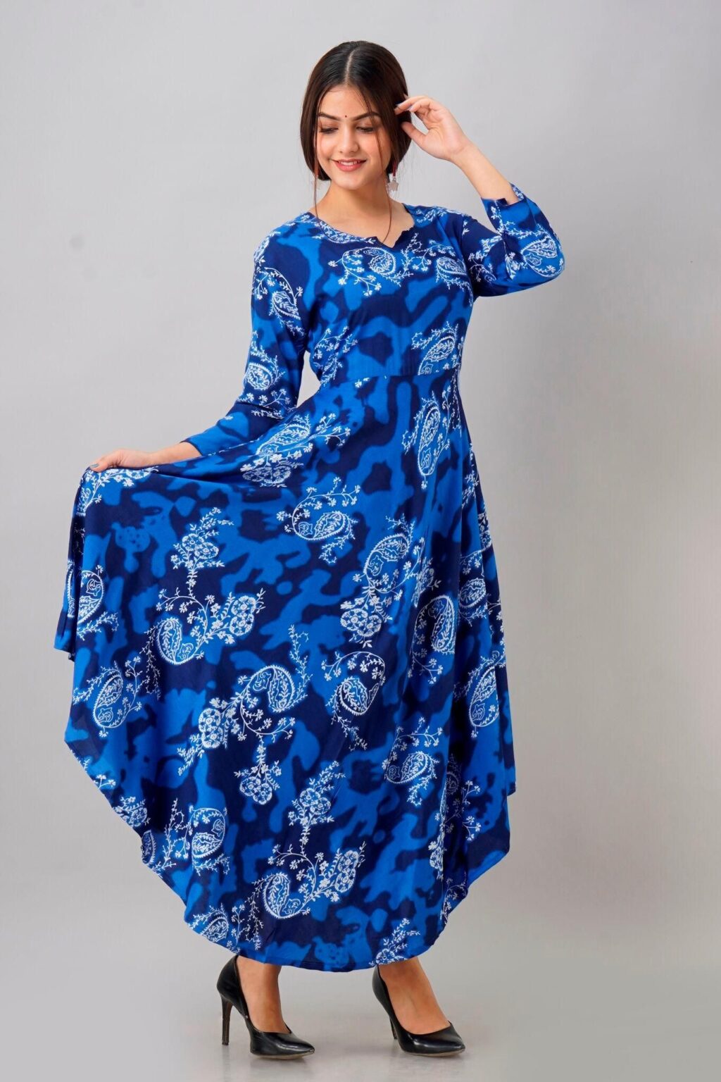 Colorful Printed Rayon Maxi Dress – Zeronear