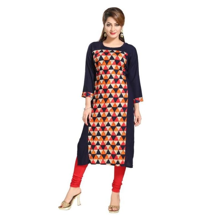 Pretty Knee Length Embroidered Rayon Plus Size Kurti – Zeronear